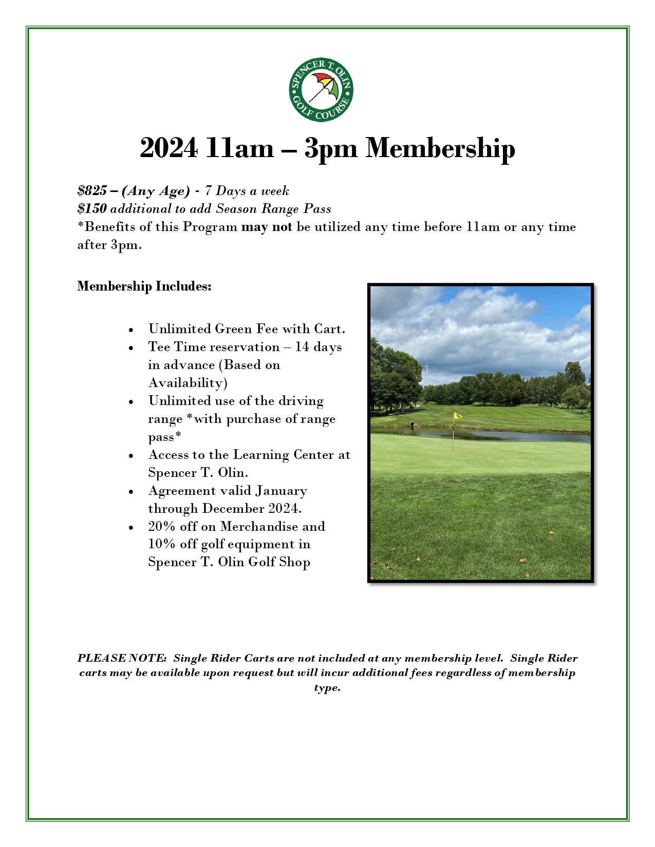 Memberships - Spencer T. Olin Community Golf Course